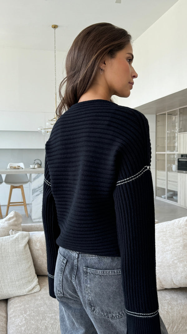 CHARLI - ANNA SWEATER - BLACK
