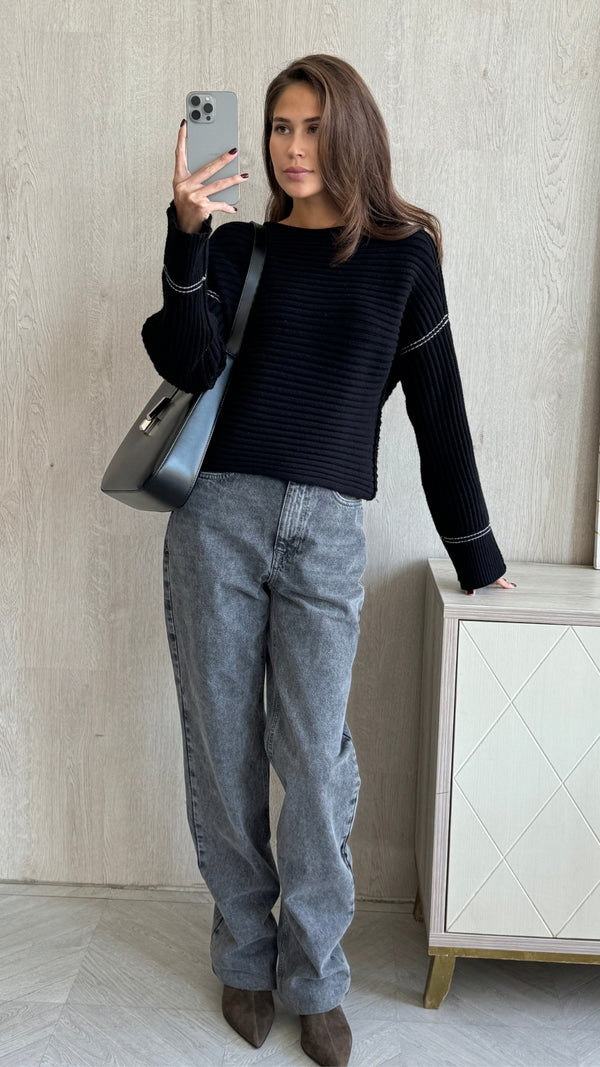 CHARLI - ANNA SWEATER - BLACK