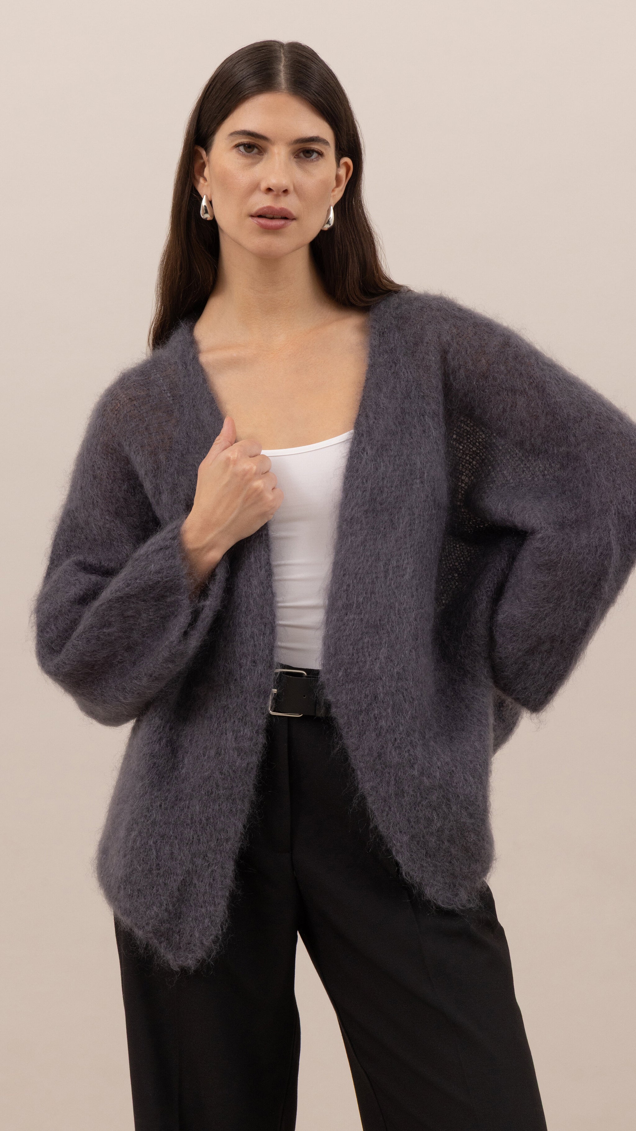 CHARLI - KATE MOHAIR CARDIGAN - ANTHRACITE